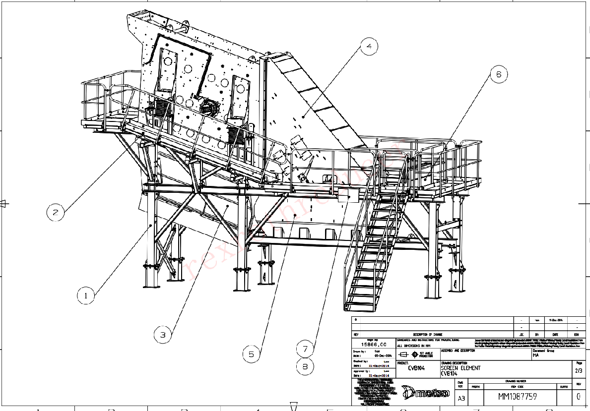 Metso美卓CVB系列斜面振动筛图纸CVB102/103/104/202/203/204/302/303/304/402/403/502 ...